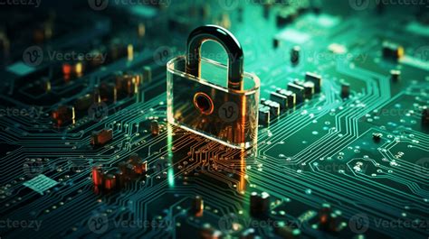 Security Lock Symbol On Computer Circuit Board Generative AI Stock Photo At Vecteezy