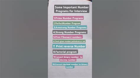 Some Important Number Programs For Interview Javaprogrammingprograms Youtube