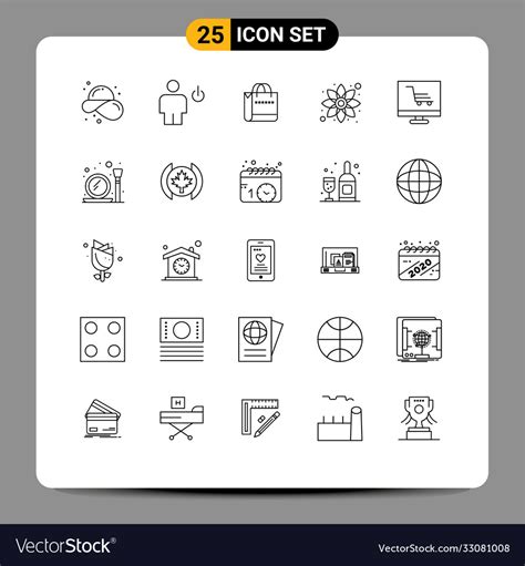 Mobile Interface Line Set 25 Pictograms Royalty Free Vector