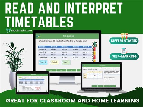 Year 5 Interactive Timetable Skills Complete Read And Interpret Timetables Digital Lesson