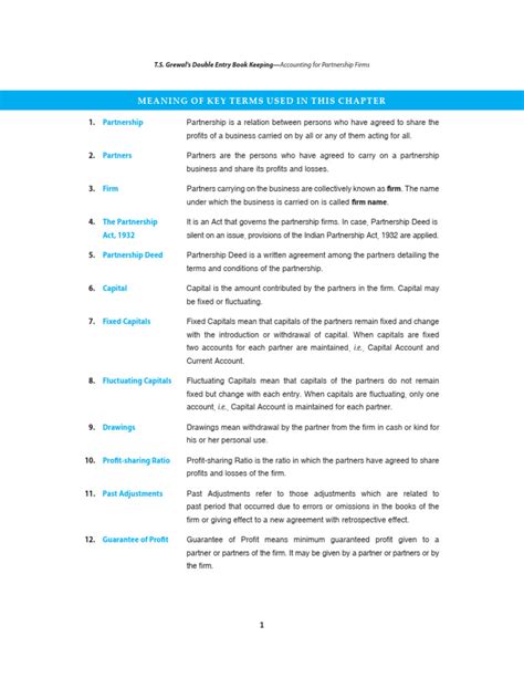 Chapter 1 Key Terms And Chapter Summary Pdf Partnership Debits And Credits