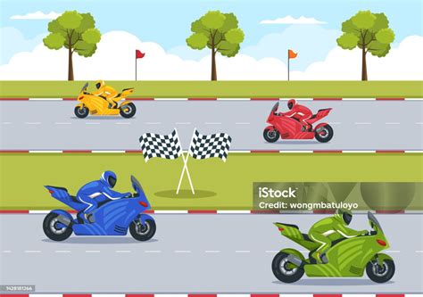 경주 Motosport 속도 자전거 템플릿 손으로 그린 만화 플랫 일러스트 레이 션 스포츠 또는 챔피언십 경주 스포츠웨어 및