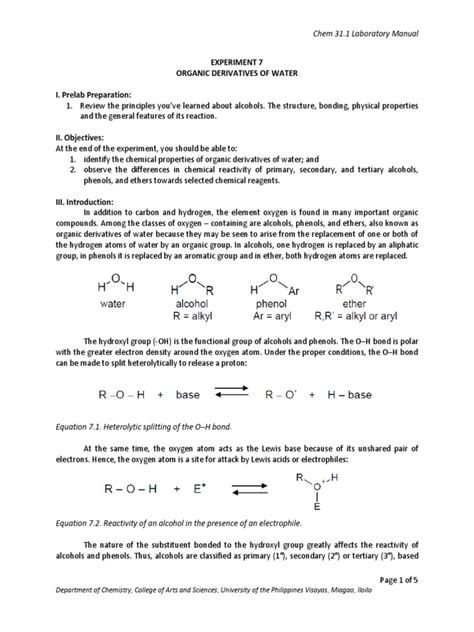 Experiment 7 Procedure Pdf Functional Group Ether