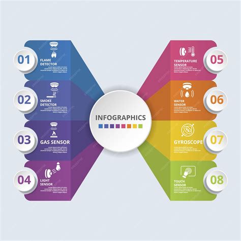 Premium Vector Sensors Infographics Colored Steps Info Template With