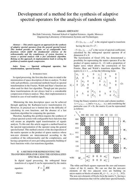 pdf development of a method for the synthesis of adaptive spectral