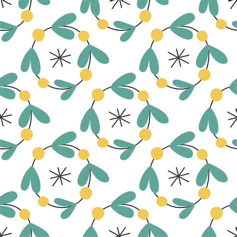 Premium Vector Christmas Wreath With Snowflake Seamless Pattern