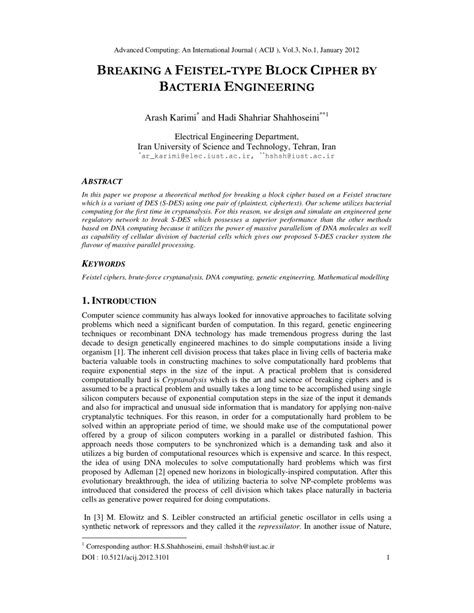 pdf breaking a feistel type block cipher by bacteria engineering
