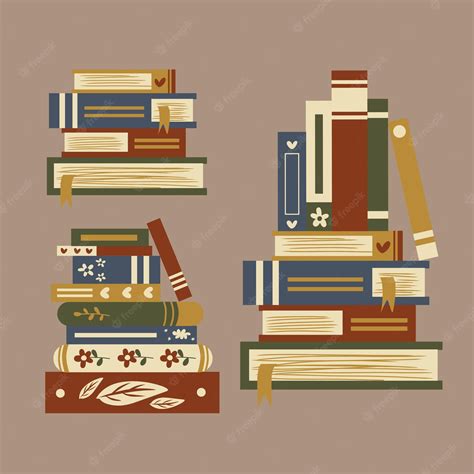 Premium Vector Stack Of Books Cute Playful And Colorful Hand Drawn Flat Illustration Set