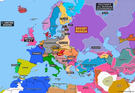 Europe Simple Map 1939 January