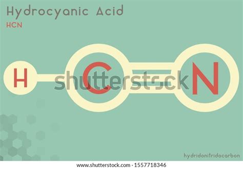 Large Detailed Infographic Molecule Hydrocyanic Acid Stock Vector