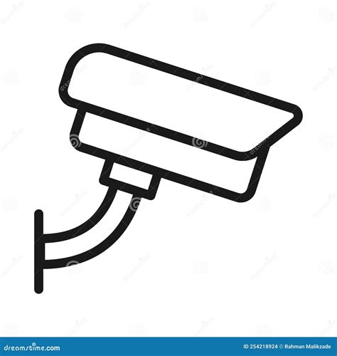 Outline Surveillance Camera Icon With Editable Stroke Security Camera