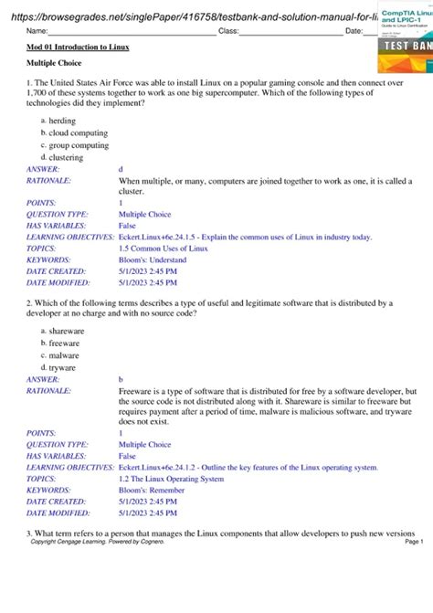 Test Bank Linux And Lpic 1 Guide To Linux Certification 6th Edition Linux Stuvia Us