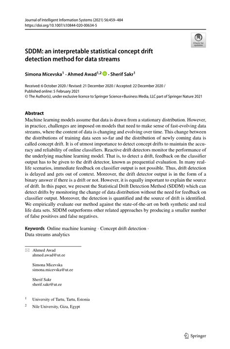 pdf sddm an interpretable statistical concept drift detection method