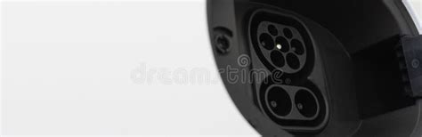 Type 2 CCS Plug Port On Electric Vehicle DC CCS Type 2 EV Charging Connector At EV Car Stock