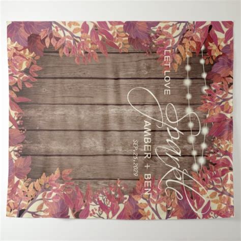 Rustic Barnwood String Lights Floral Fall Wedding Tapestry Zazzle