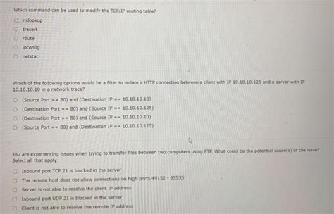 Solved Which Command Can Be Used To Modify The Tcpip