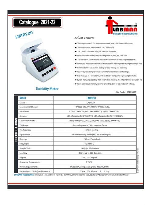 LABMAN TURBIDITY METER MODEL LMTB NTU At Piece In New Delhi