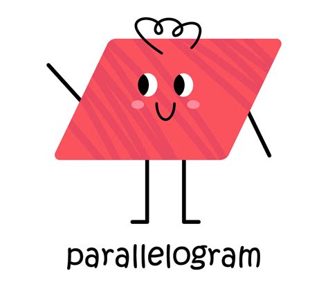 Vector Red Parallelogram Character Cute Geometric Figure With Face And