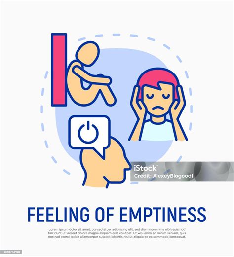 얇은 라인 아이콘 작업 피로 외로움 피곤한 남자 낮은 배터리와 공허한 개념의 느낌 우울증 증상 벡터 그림입니다 개념에 대한 스톡