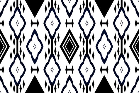 Black And White Geometric Ethnic Seamless Pattern Design For Wallpaper Background Fabric