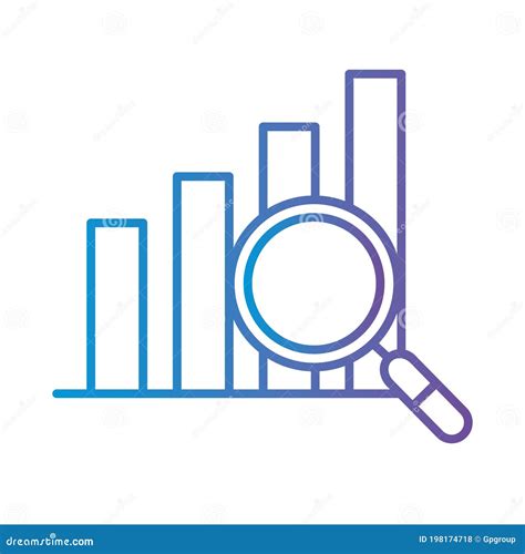 Bars Chart With Lupe Gradient Style Icon Vector Design Stock Vector