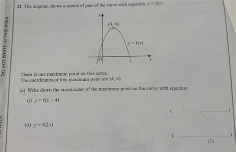 Solved 21 The Diagram Shows A Sketch Of Part Of The Curve With Equation Y F X There Is One