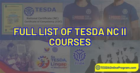 Full List Of Tesda Nc2 Nc Ii Courses Tesda Online Program
