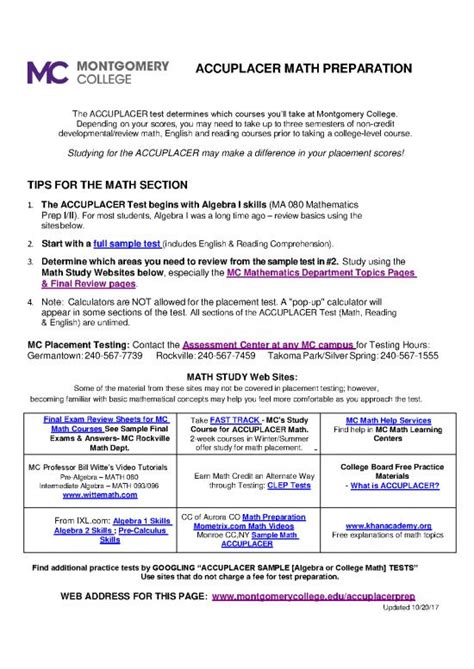 Study Pdf 119368 Accuplacer Prep Math