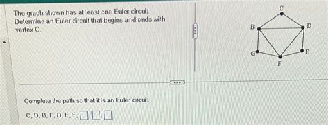 Solved The Graph Shown Has At Least One Euler Circuit Determine An Euler Circuit That Begins