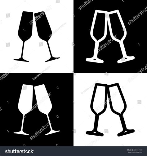 Sparkling Champagne Glasses Vector Black White Stock Vector Royalty
