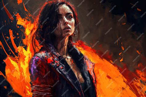 Premium Photo Portrait Of A Cute Girl In The Fire Burning Girl In The