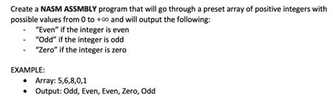 Solved Create A Nasm Assmbly Program That Will Go Through A