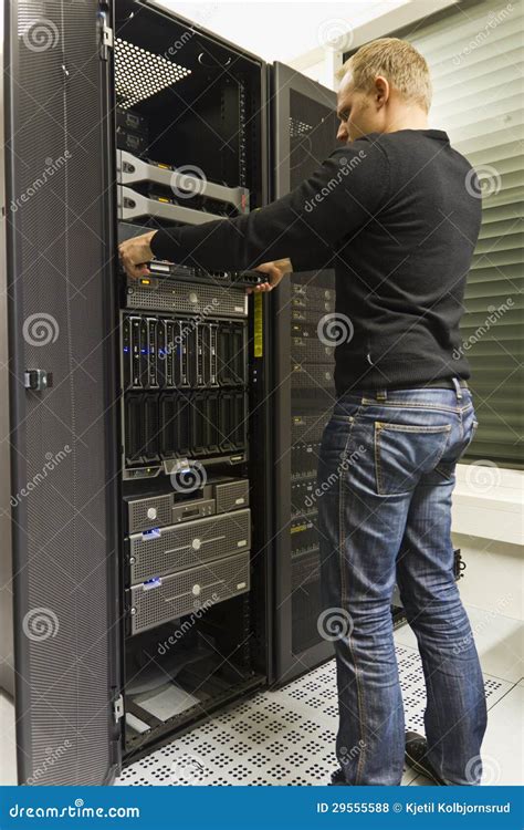 Installing Rack Server Stock Photo Image Of Occupation 29555588