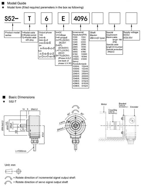 Abzuvw Signal Servo Motor Encoder S52 Optical Motor Shaft Encoders