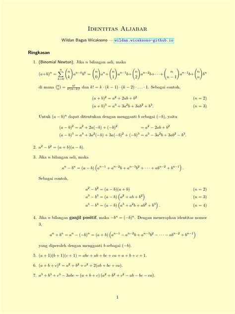 Identitas Aljabar Pdf