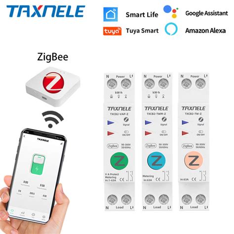 Tuya Zigbee Smart Circuit Breaker Smart Switch 1p 63a Energy Meter Kwh Smart Life Remote Control
