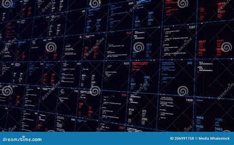 Abstract Digital Hexadecimal Code On A Screen Divided Into Same Size