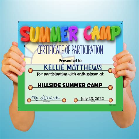 Summer Camp Certificate Fillable Certificates Powerpoint Templates