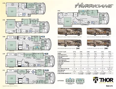 Thor Hurricane Class A Motorhomes Floor Plans Specifications And