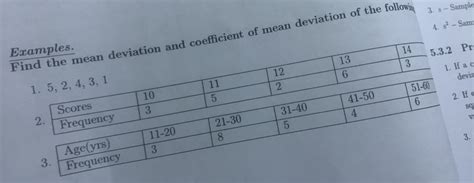 Examplesfind The Mean Deviation And Coefficient Of Mean Deviation Of Th