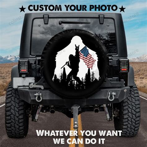 Big Foot American Flag Spare Tire Cover For Car Car Decor T For