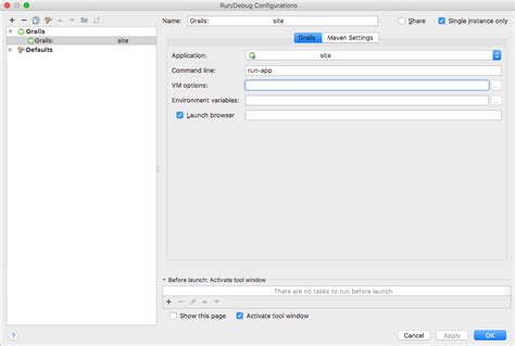 Jetbrains Ide Intellij Run App Configuration For Grails Stack Overflow
