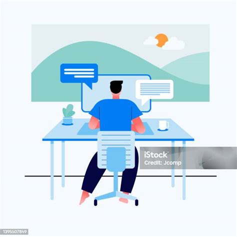 집에서 컨셉 디자인을 작업하십시오 그녀의 집에서 노트북으로 일하는 프리랜서 남자 집 옷을 입고 흰색 배경에 고립된 벡터