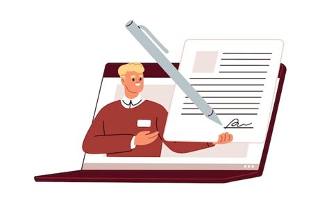 Premium Vector Signing Digital Contract Edocument Signature On