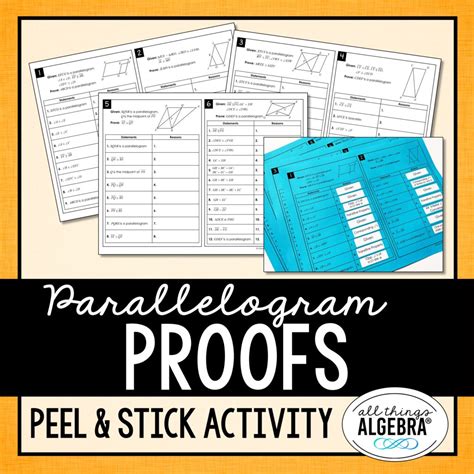 Parallelogram Proofs Peel And Stick Activity All Things Algebra®