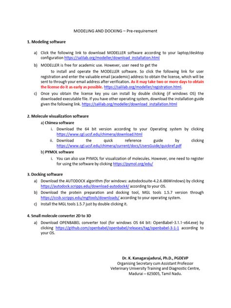 Pre Requirement Of Modeling And Docking Workshop Pdf Operating