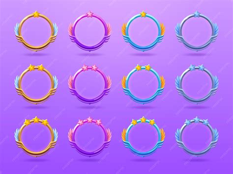 라운드 Ui 게임 아바타 프레임 판타지 테두리 설정 무료 벡터