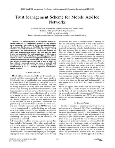 Pdf Trust Management Scheme For Mobile Ad Hoc Networks