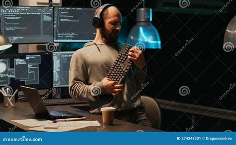 Programmer Being Happy And Playing Air Guitar Stock Image Image Of Code Firewall 274348201
