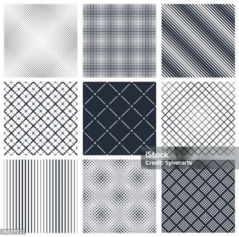 최소한의 간단한 기하학적 이음새가 없는 패턴 세트 선이 있는 벡터 추상적 배경 웹 디자인 및 인쇄를 위한 배경 화면 흑백 견본 0명에 대한 스톡 벡터 아트 및 기타 이미지